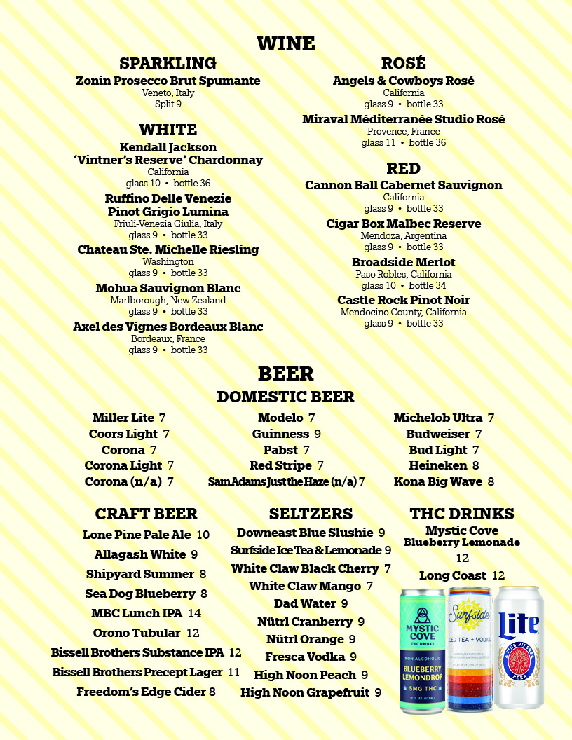 Sunset Bar & Grill Menu – Old Orchard Beach, Maine